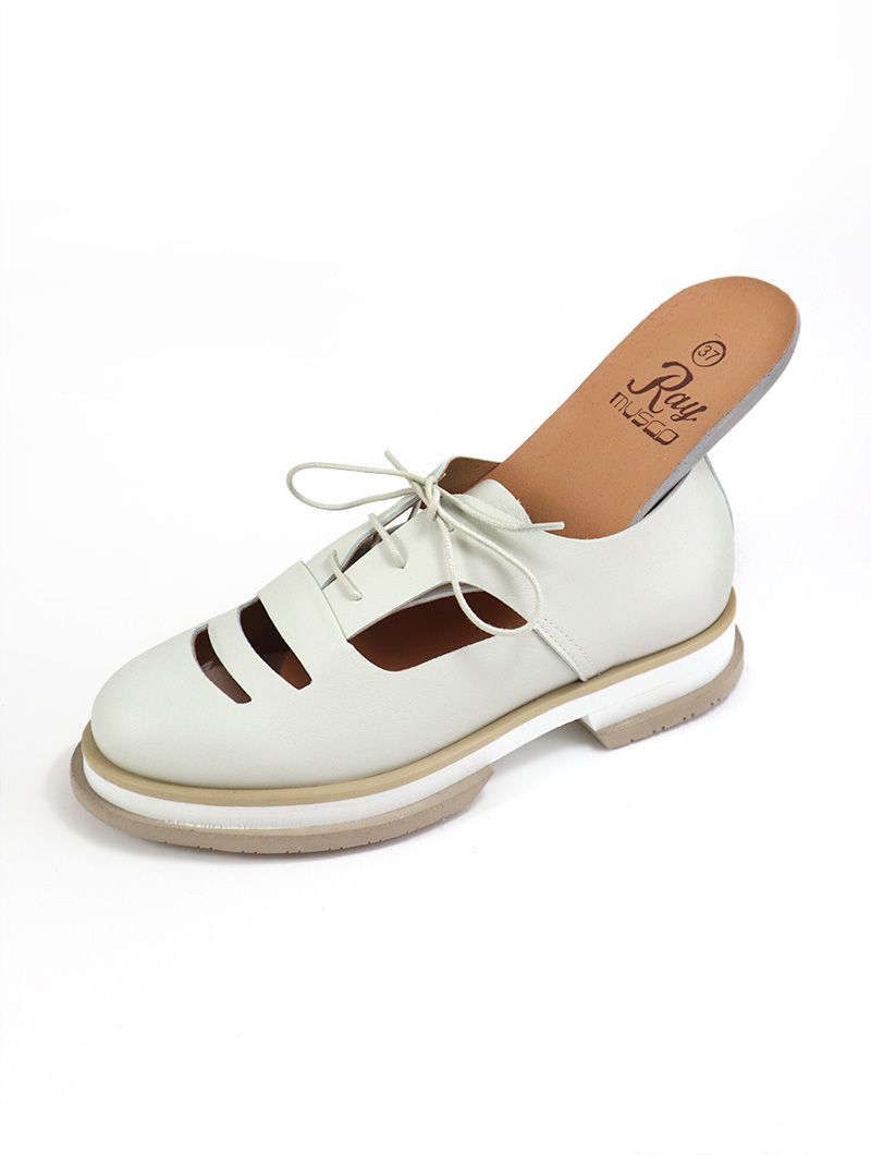 Zapatos para plantillas de cordones en blanco roto