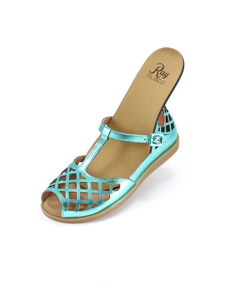 Sandalias para plantillas con talón cerrado troqueladas turquesas ...