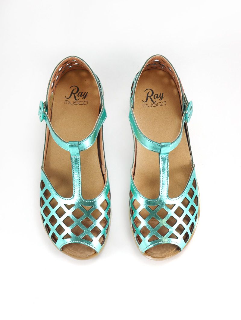 Sandalias para plantillas con talón cerrado troqueladas turquesas ...